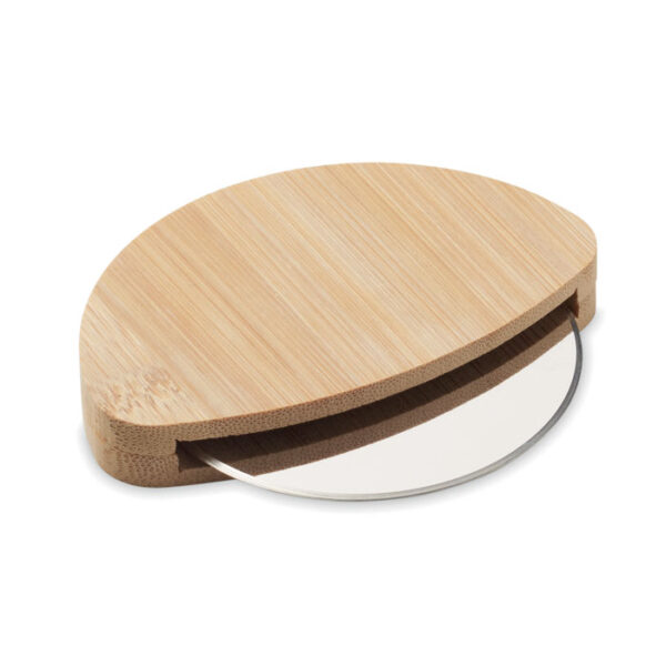 Round bamboo pizza cutter - BX Merchandise